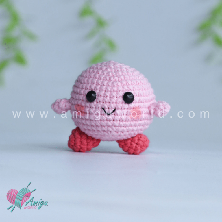 Chibi Kirby amigurumi free crochet pattern